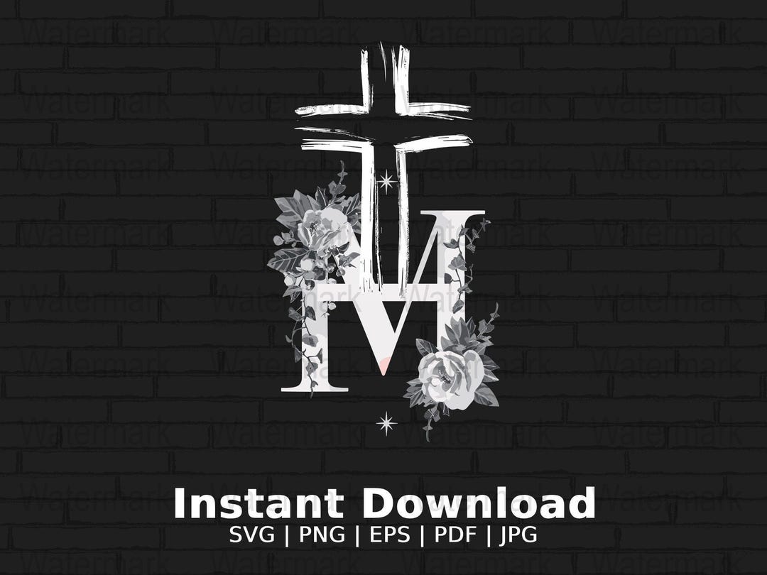 Catholic Marian Cross Png, Virgin Mary Symbol Digital Download ...