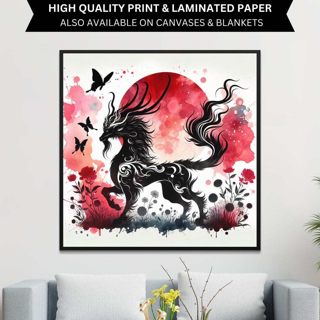 Watercolor Mythical Creature Poster, Fantasy Dragon Wall Art, Dreamy ...