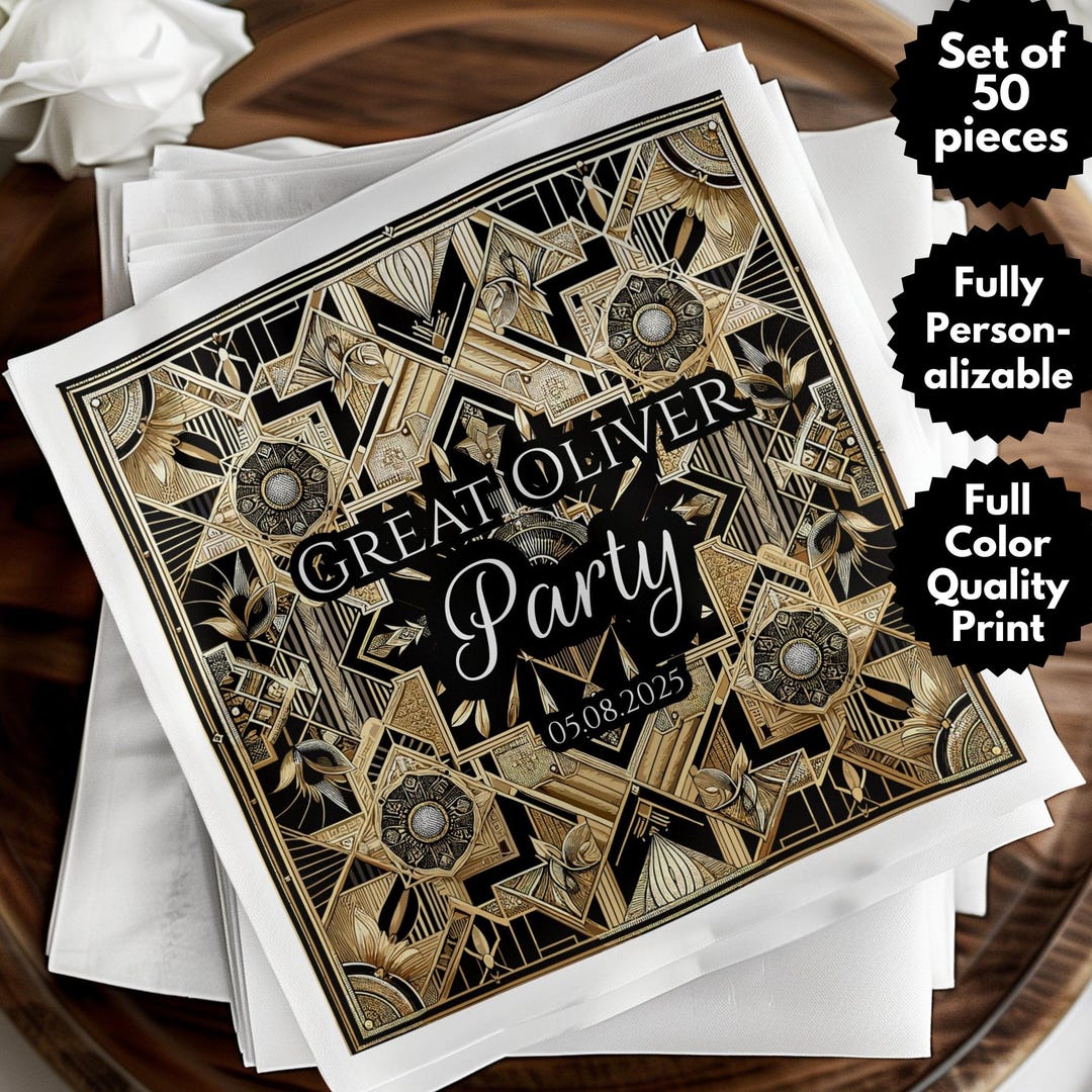 Personalized Roaring 20s Decor, Great Gatsby Party Napkins, Elegant ...