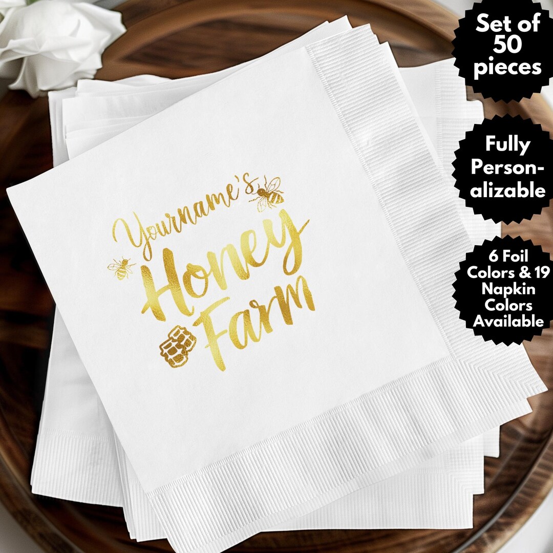Personalized Honey Farm Napkin, Custom Beekeeper Gift, Bee Themed Table ...