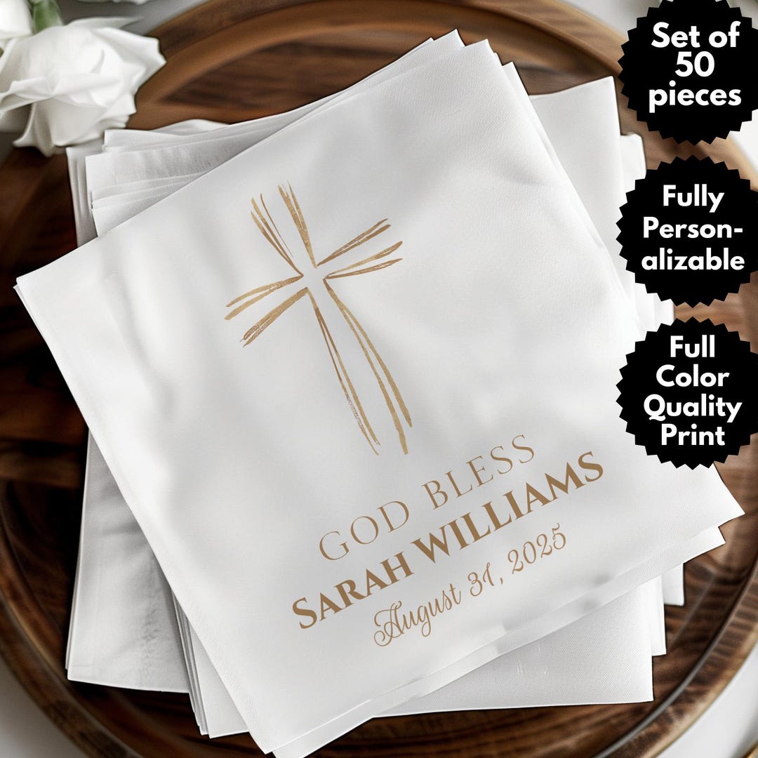 Personalized Baptism Napkin, God Bless Napkin, Custom Christening ...