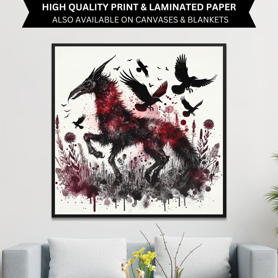 Watercolor Chupacabra Poster, Fantasy Beast Wall Art, Gothic Animal ...