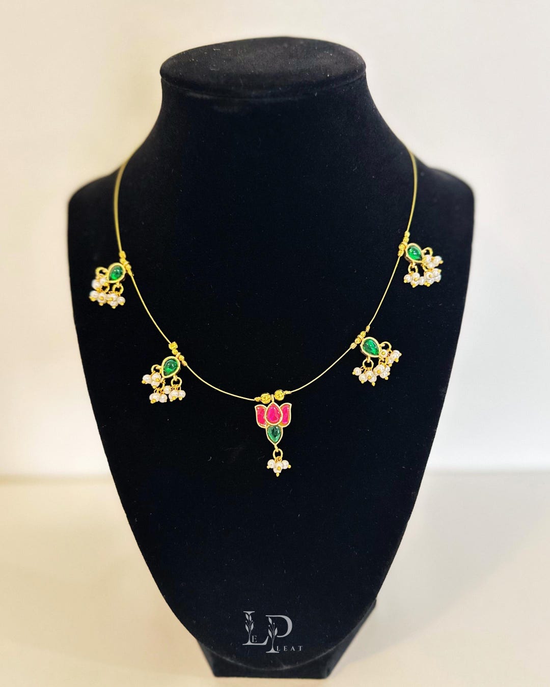 Pink Lotus Invisible Chain Necklace: Kemp Stone Indian Jewelry - Etsy