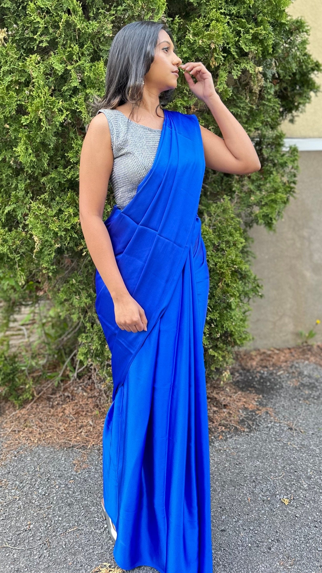 Dark Blue Satin Saree Fancy Sarees Satin Saree Lightweight Satin Sarees ...