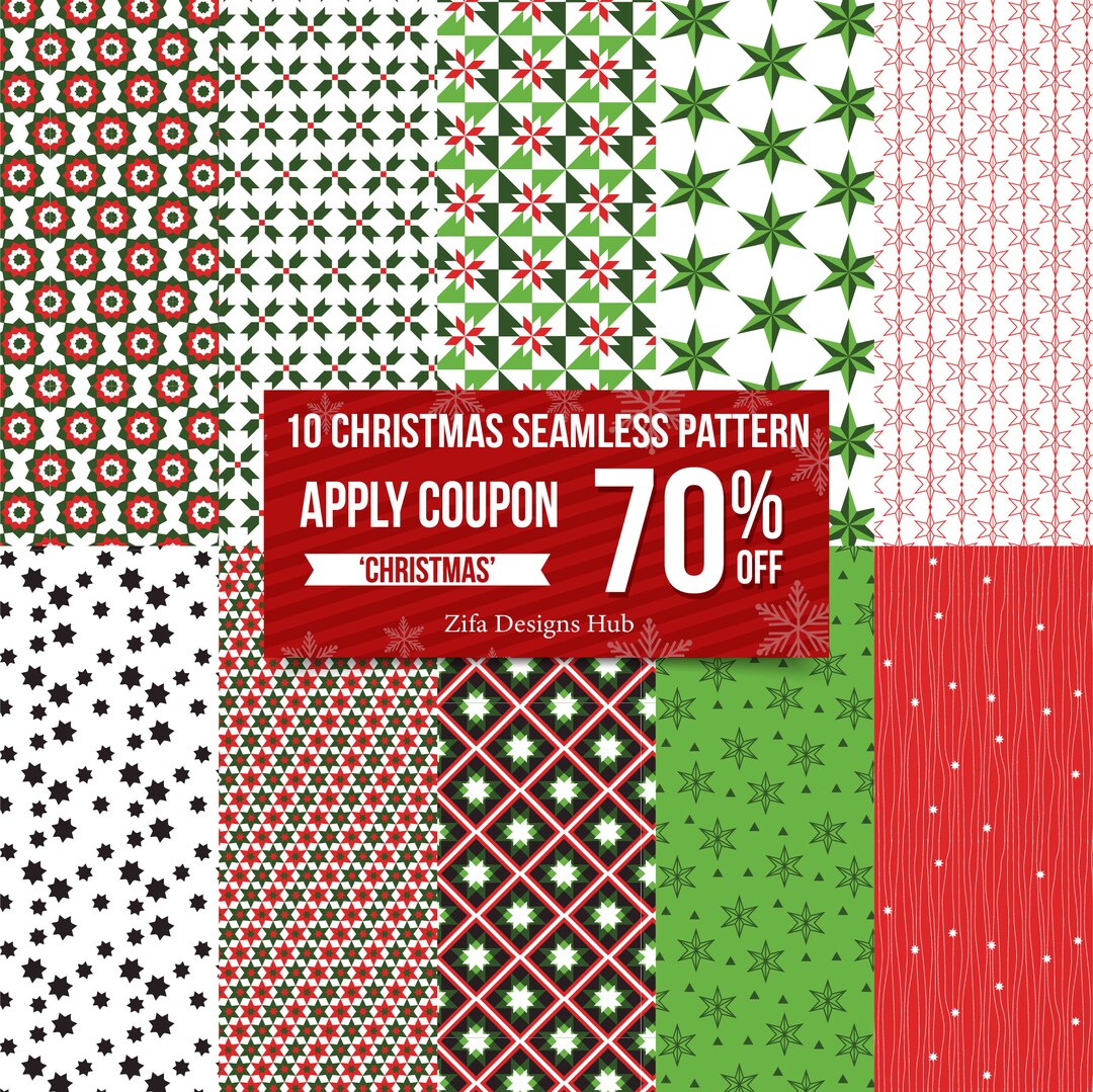 10 Christmas Seamless Patterns Christmas Doodle Pattern - Etsy