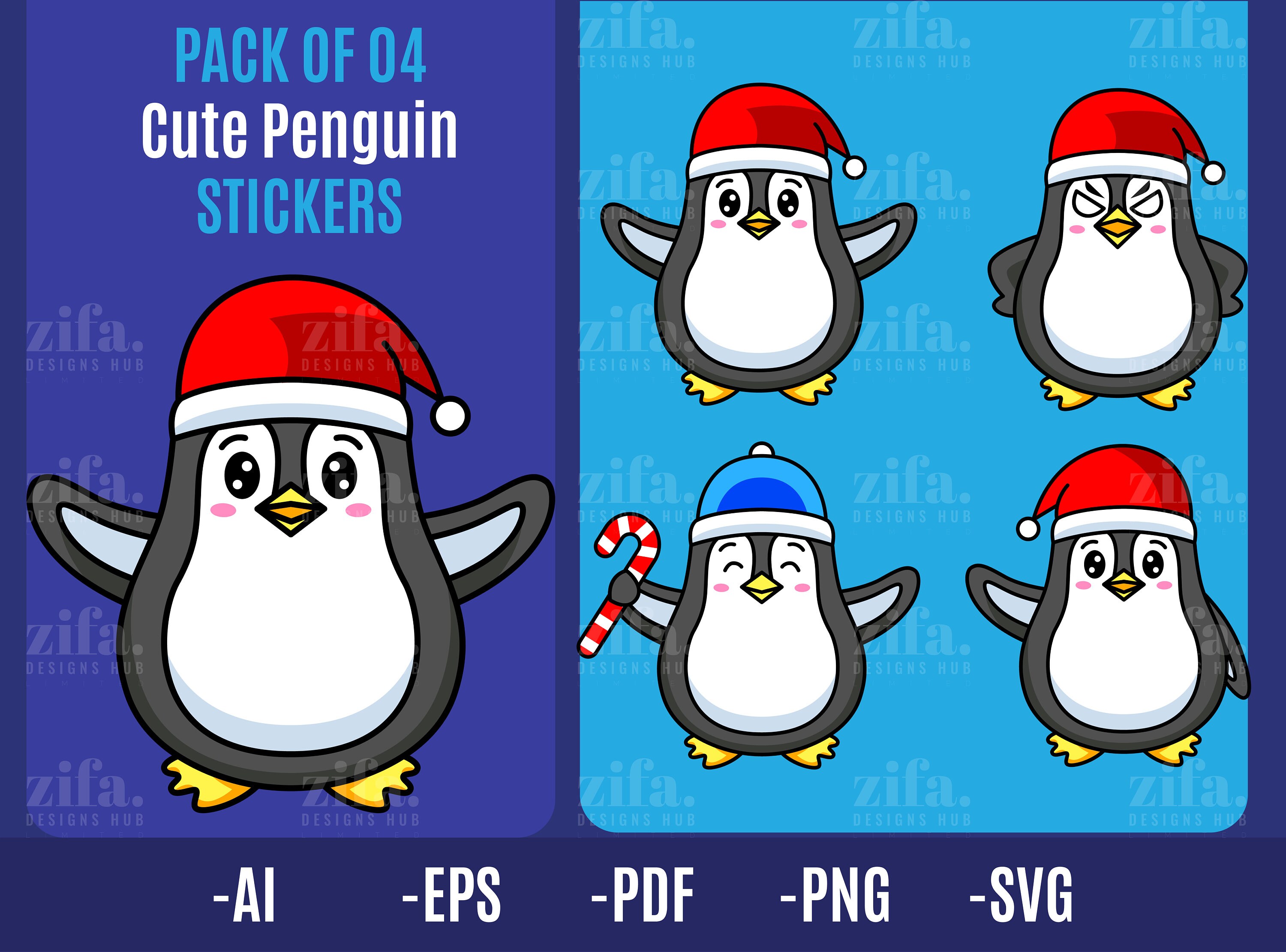 Penguin Stickers, Penguin Stickers SVG Bundle, Penguin Svg, Penguin ...