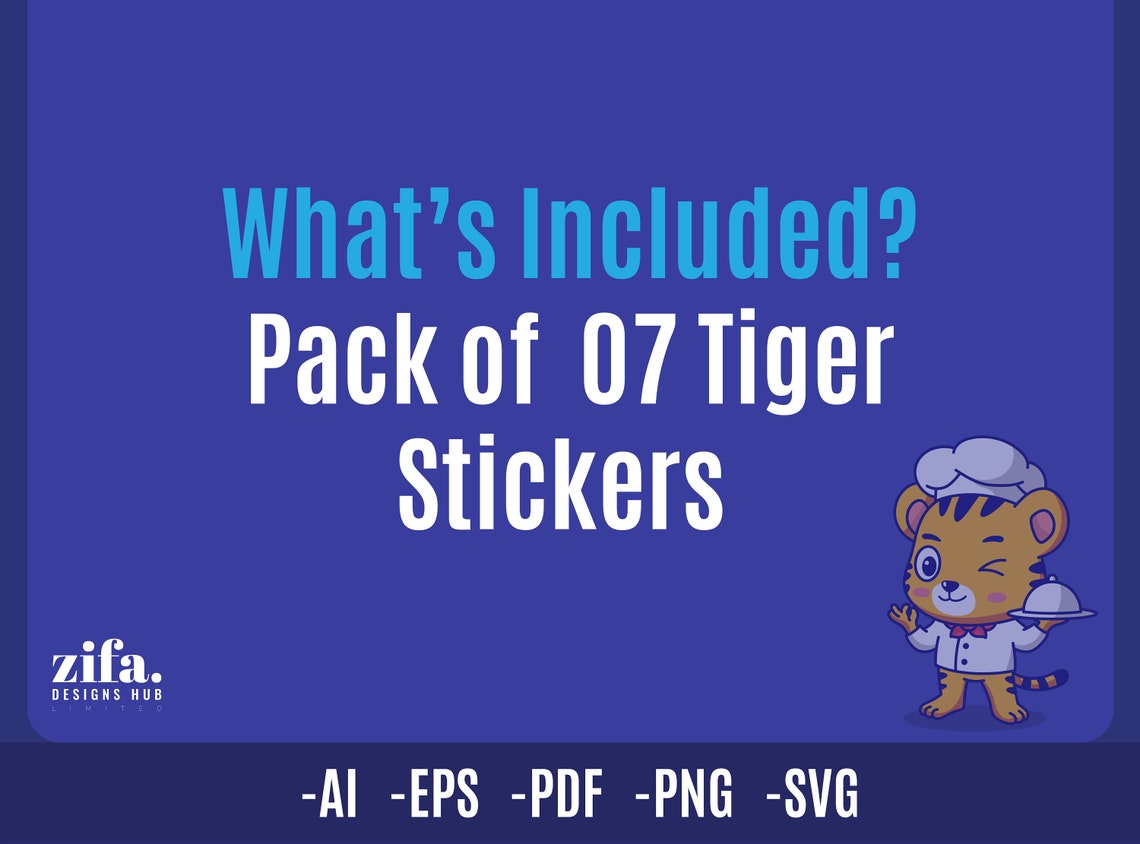 Tiger Stickers, Tiger Stickers SVG Bundle, Tiger Svg, Tiger Printable ...