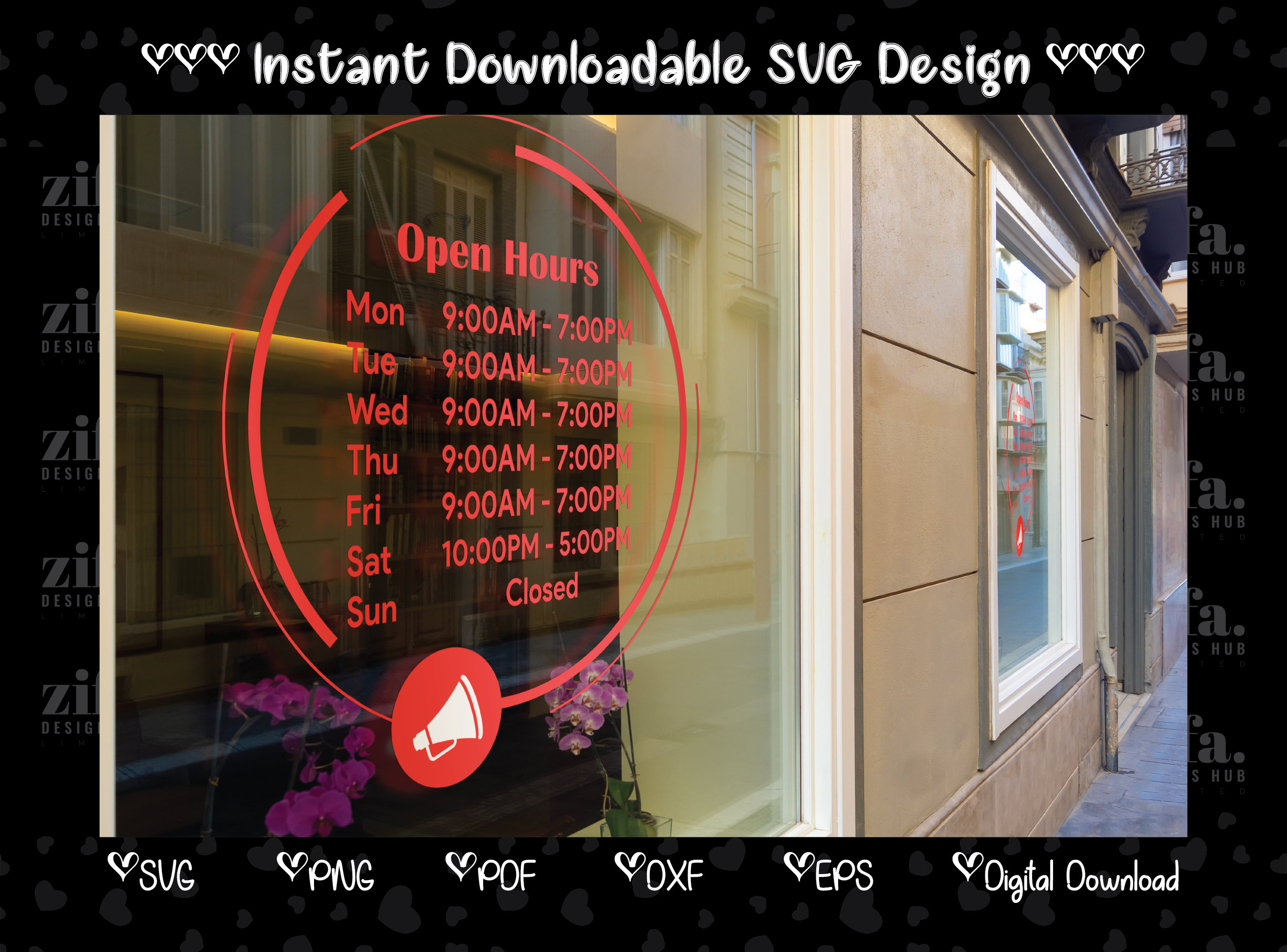 Business Hours Svg Png, We Are Open, We Are Close, Door Push Pull Sign ...