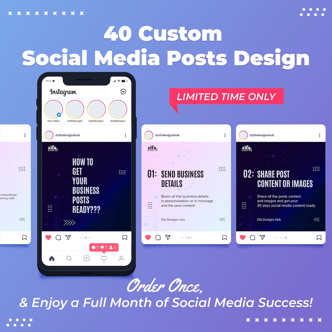 Custom Social Media Post Design, One Month Content - Etsy