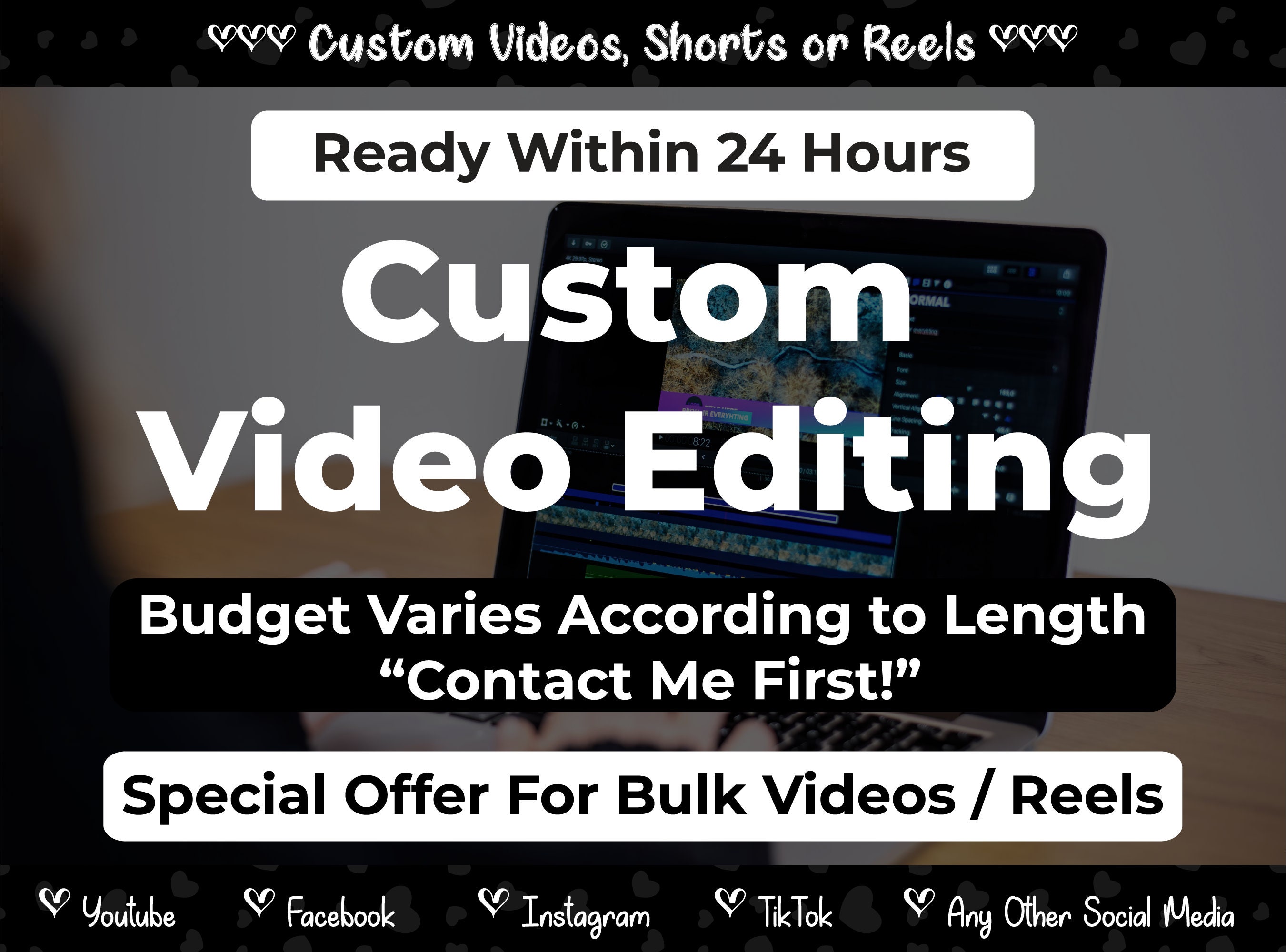 Custom Video Edit, Video Editing Service Youtube, Video Editor Short ...