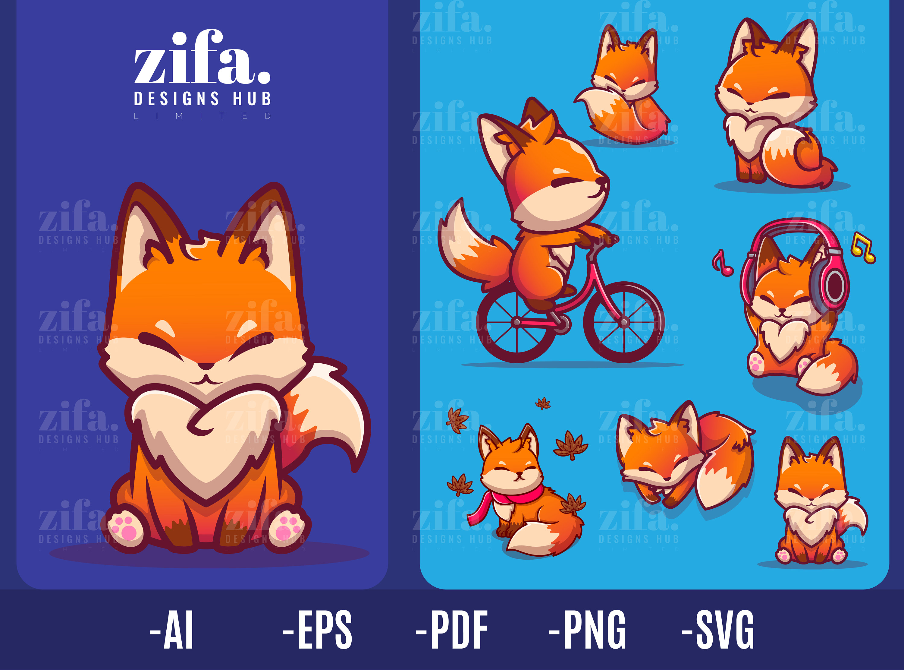 Fox Stickers Fox Stickers SVG Bundle Fox Svg Fox Printable - Etsy