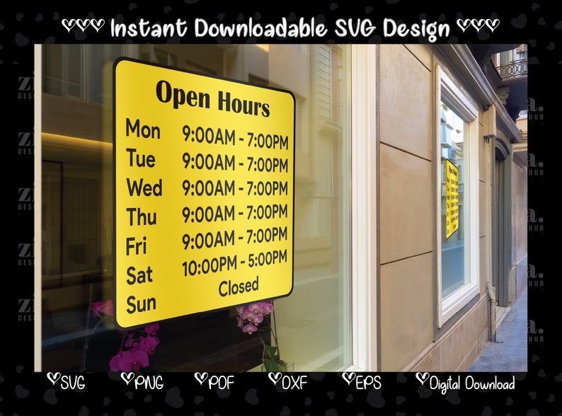 Business Hours Svg Png, We Are Open, We Are Close, Push Pull Sign Svg ...