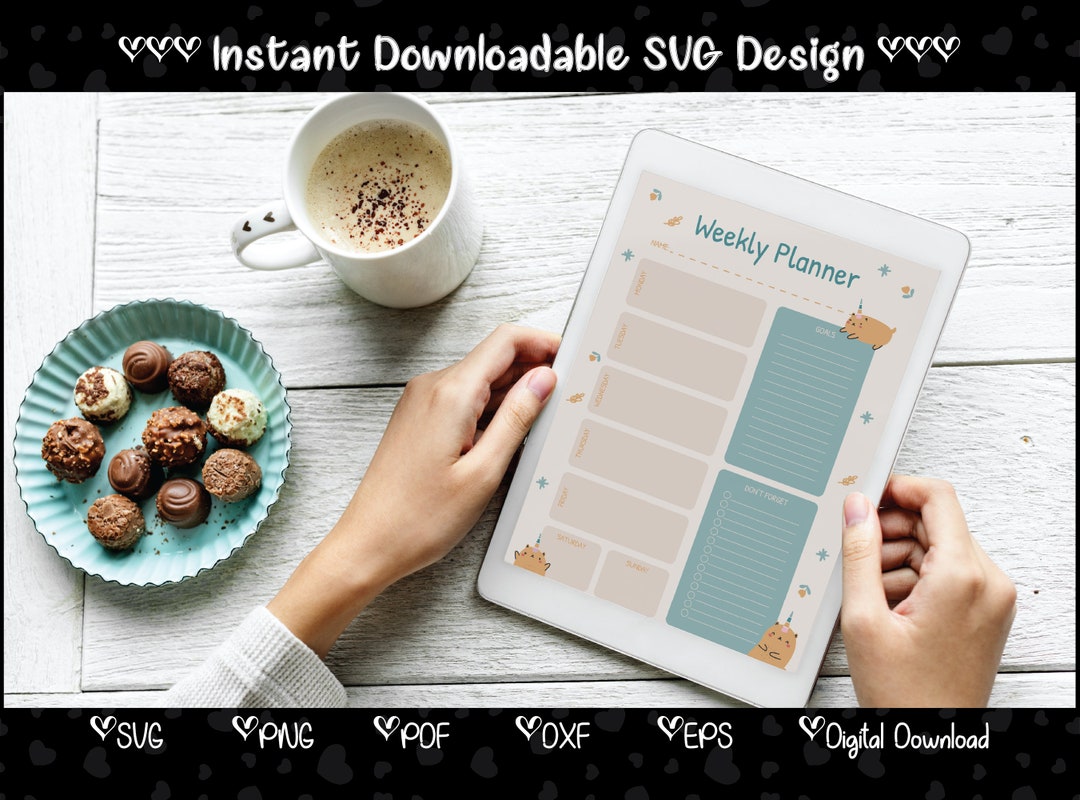 Weekly Planner, Weekly Planner SVG, Printable Planner, Digital Planner ...