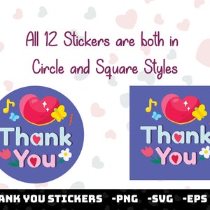 Thank You Stickers SVG PNG Bundle, Thank You Svg, Digital Thank You ...