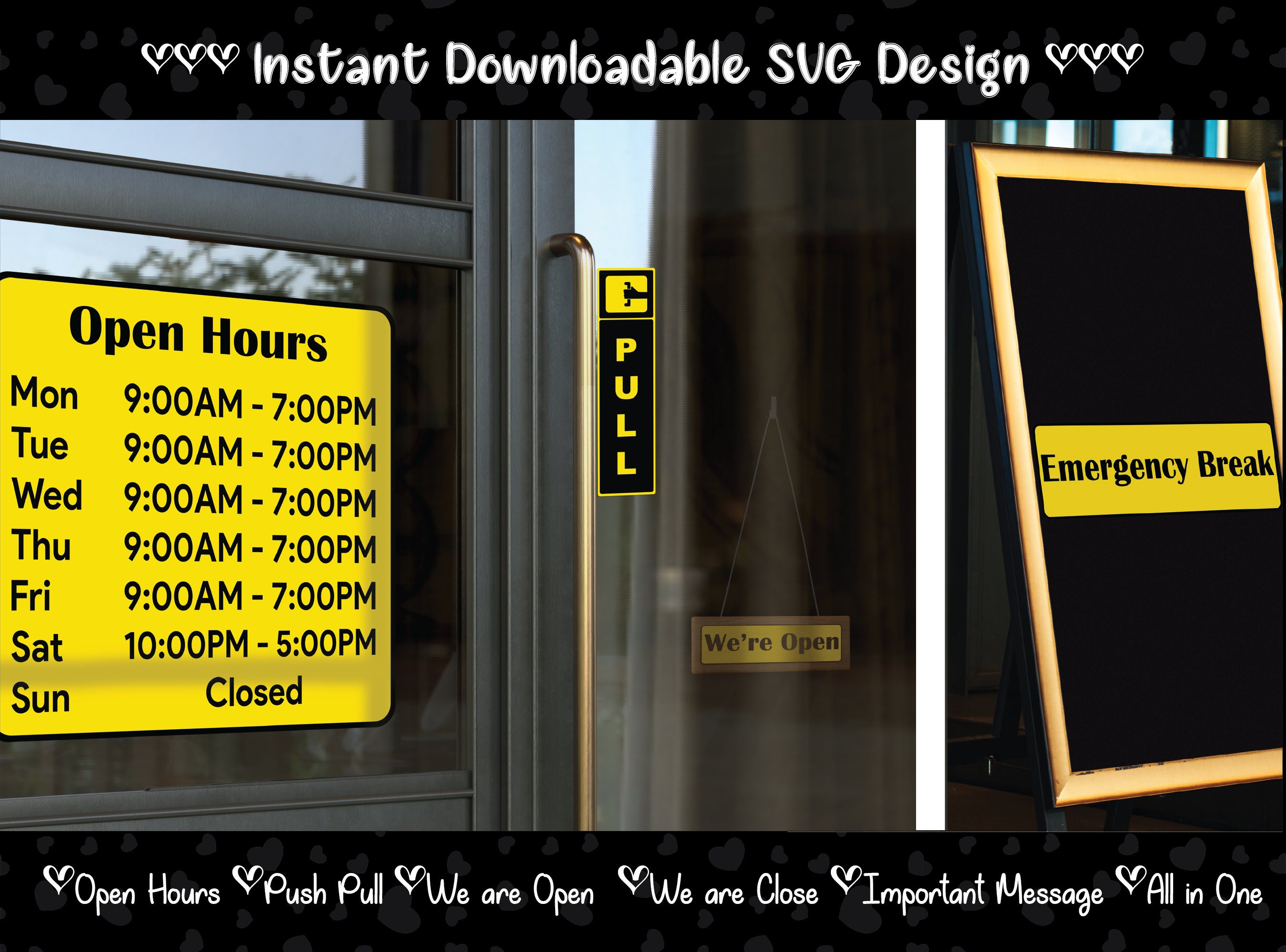 Business Hours Svg Png, We Are Open, We Are Close, Push Pull Sign Svg ...