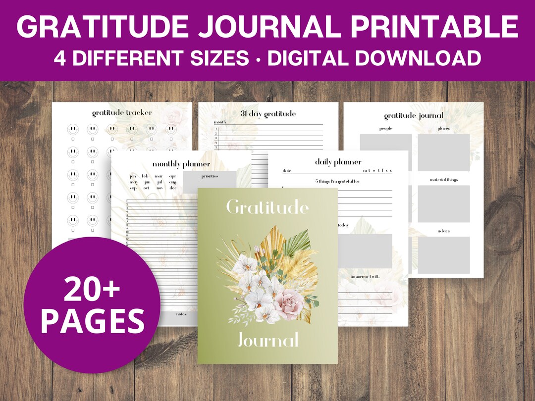 Gratitude Journal, Digital Gratitude Journal, Personal Gratitude ...
