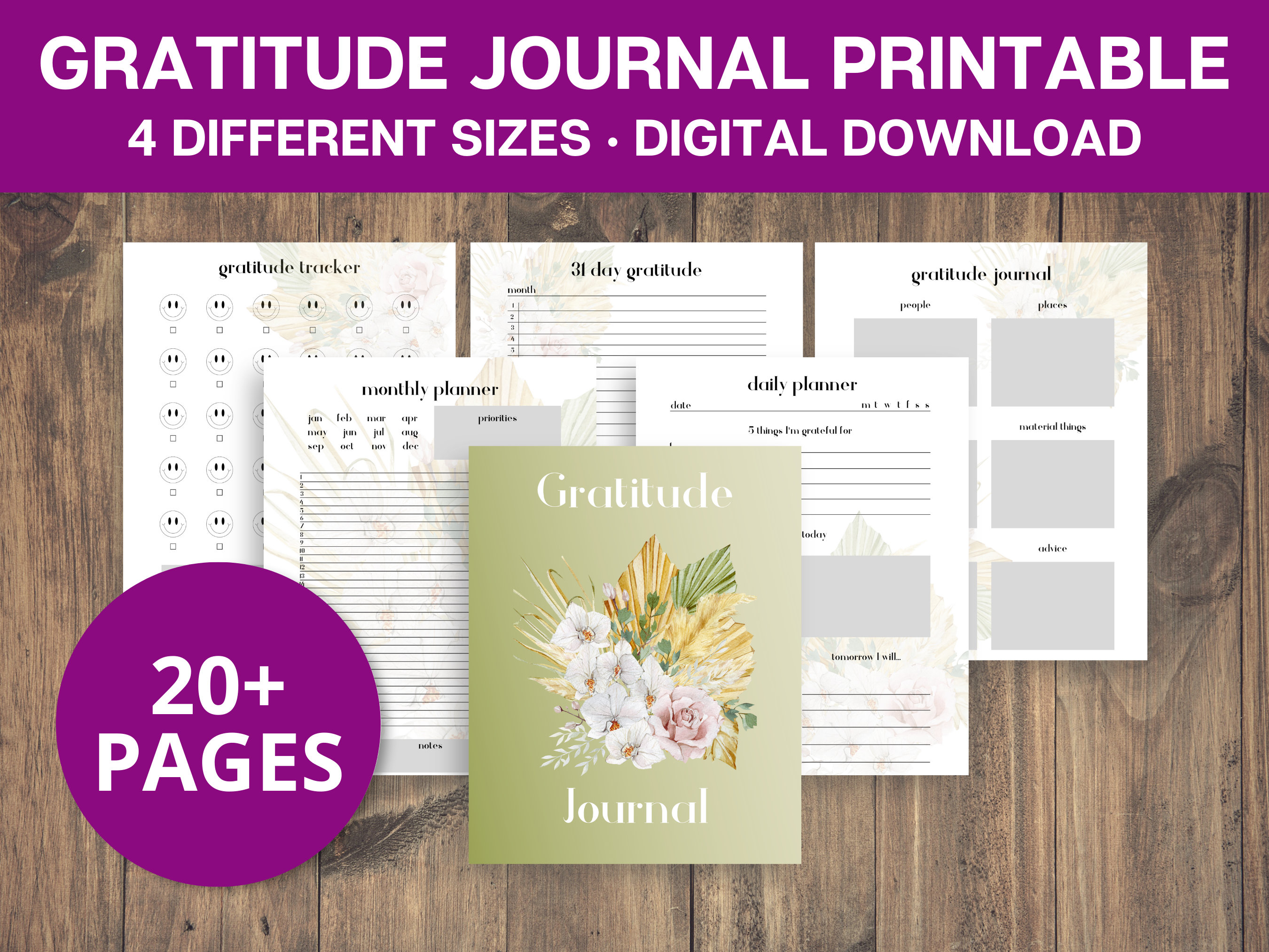 Gratitude Journal, Digital Gratitude Journal, Personal Gratitude ...