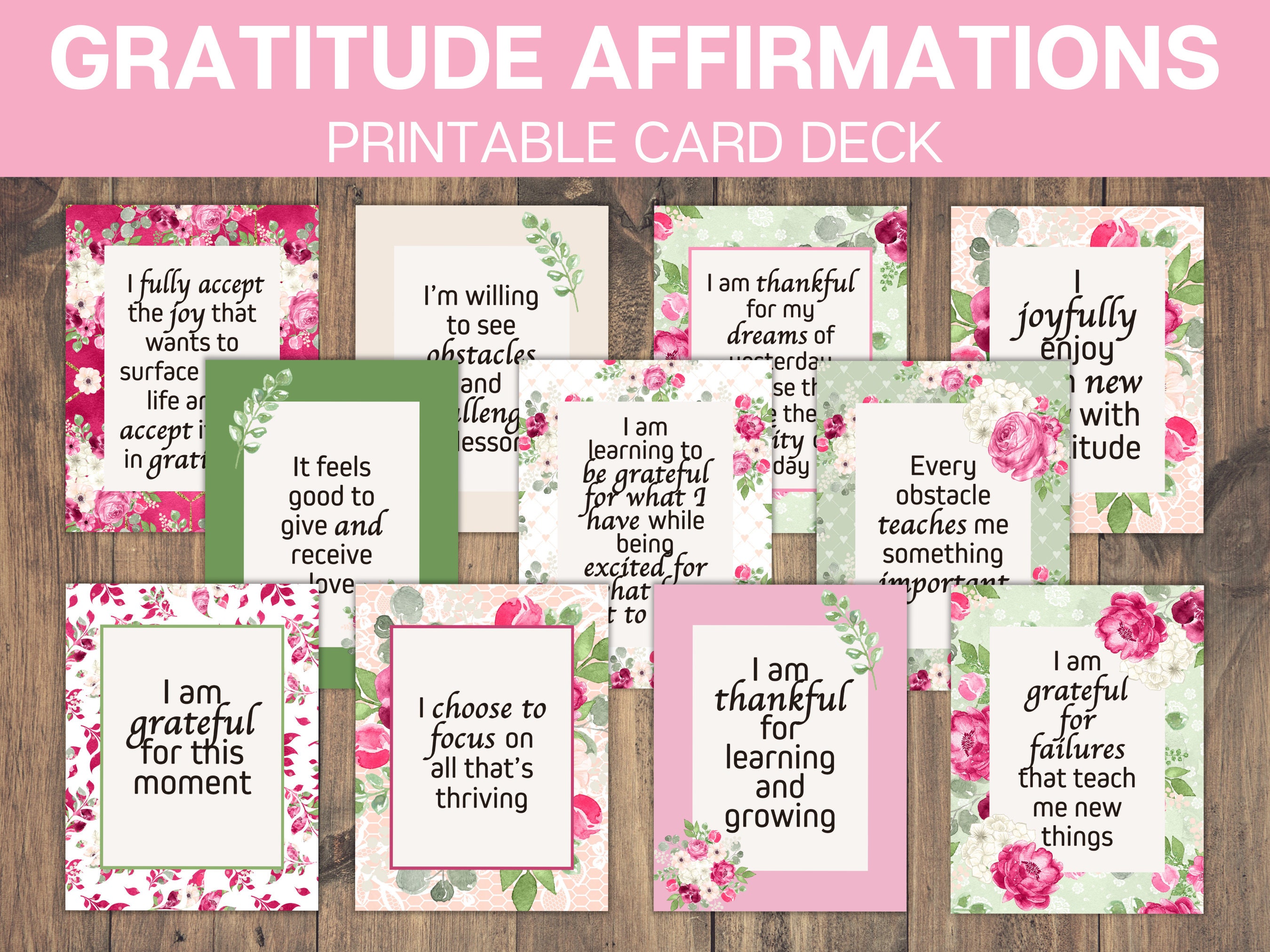 Cards of Gratitude, Printable Motivational Affirmations, Gratitude ...