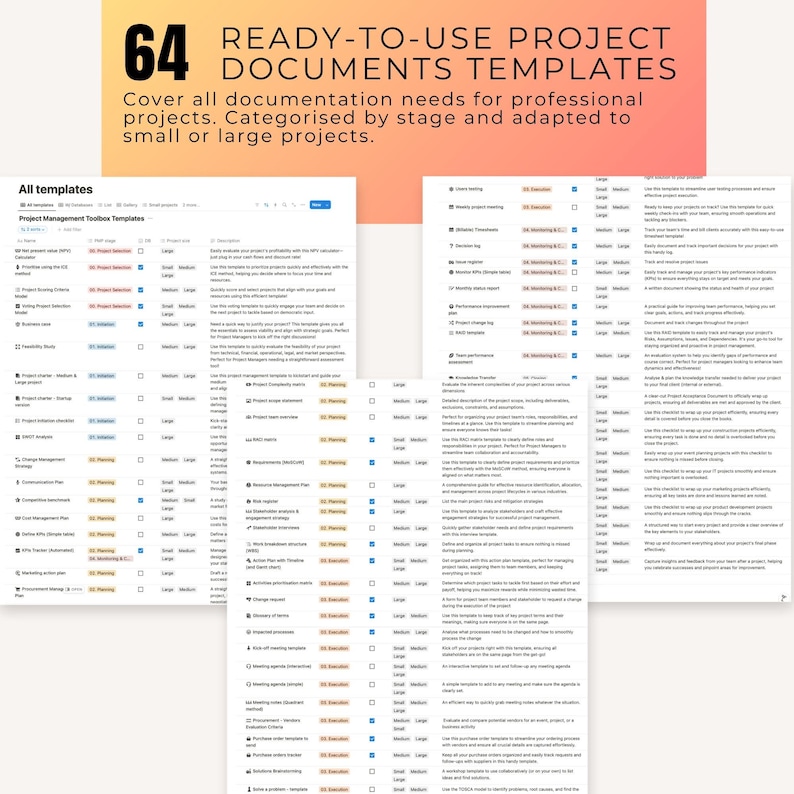 Notion Advanced Project Management Kit: 60+ Documents, Project Tracker - Etsy
