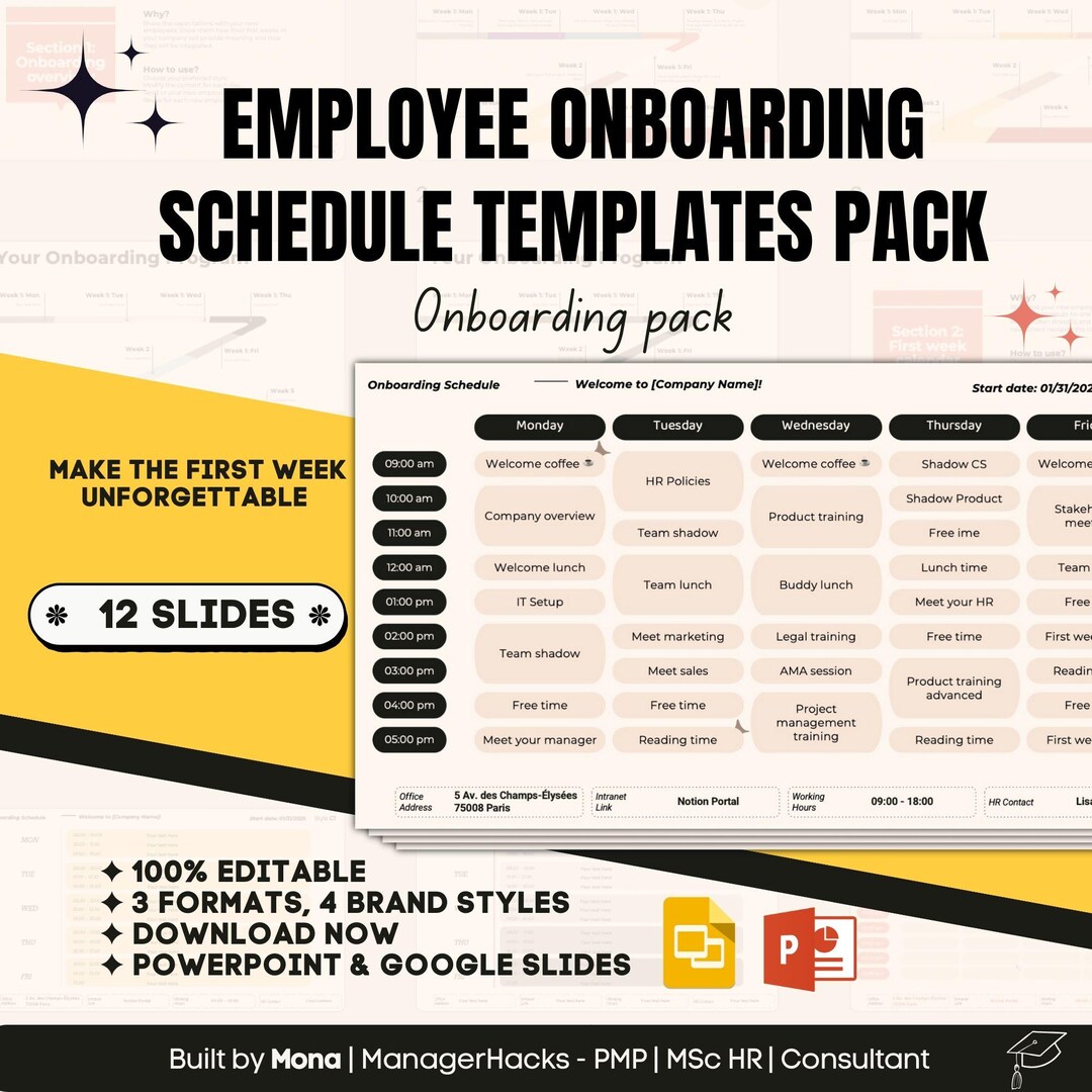 Employee Onboarding Schedule Template: Editable HR Planner (powerpoint ...