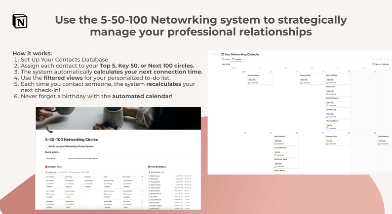 5-50-100 Networking Circles Template for Notion - Strategic Management of Your Connections ...