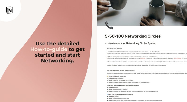 5-50-100 Networking Circles Template for Notion - Strategic Management ...