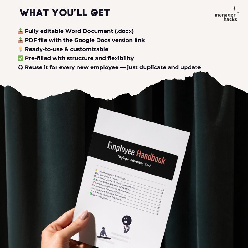 Employee Handbook Template | Modern HR Policy Document | Word & Google Docs | Editable Staff ...