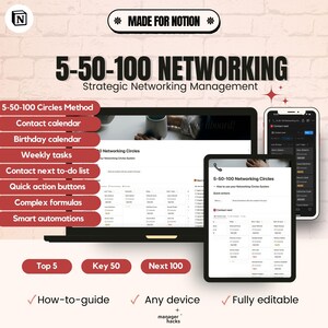 5-50-100 Networking Circles Template for Notion - Strategic Management of Your Connections ...