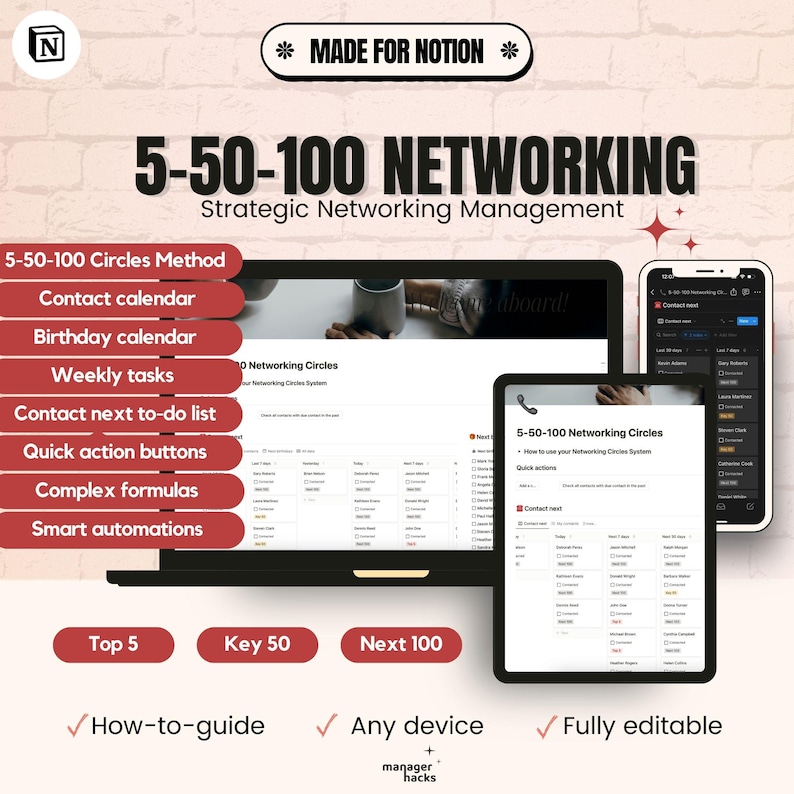 5-50-100 Networking Circles Template for Notion - Strategic Management of Your Connections ...