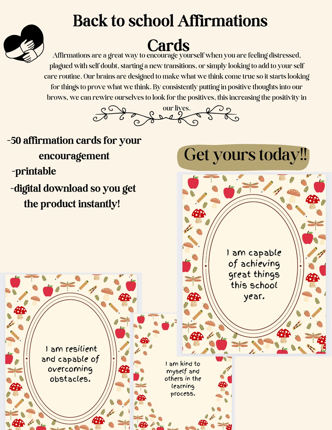 Back to School Affirmations for Kids Printable Downloads - Etsy