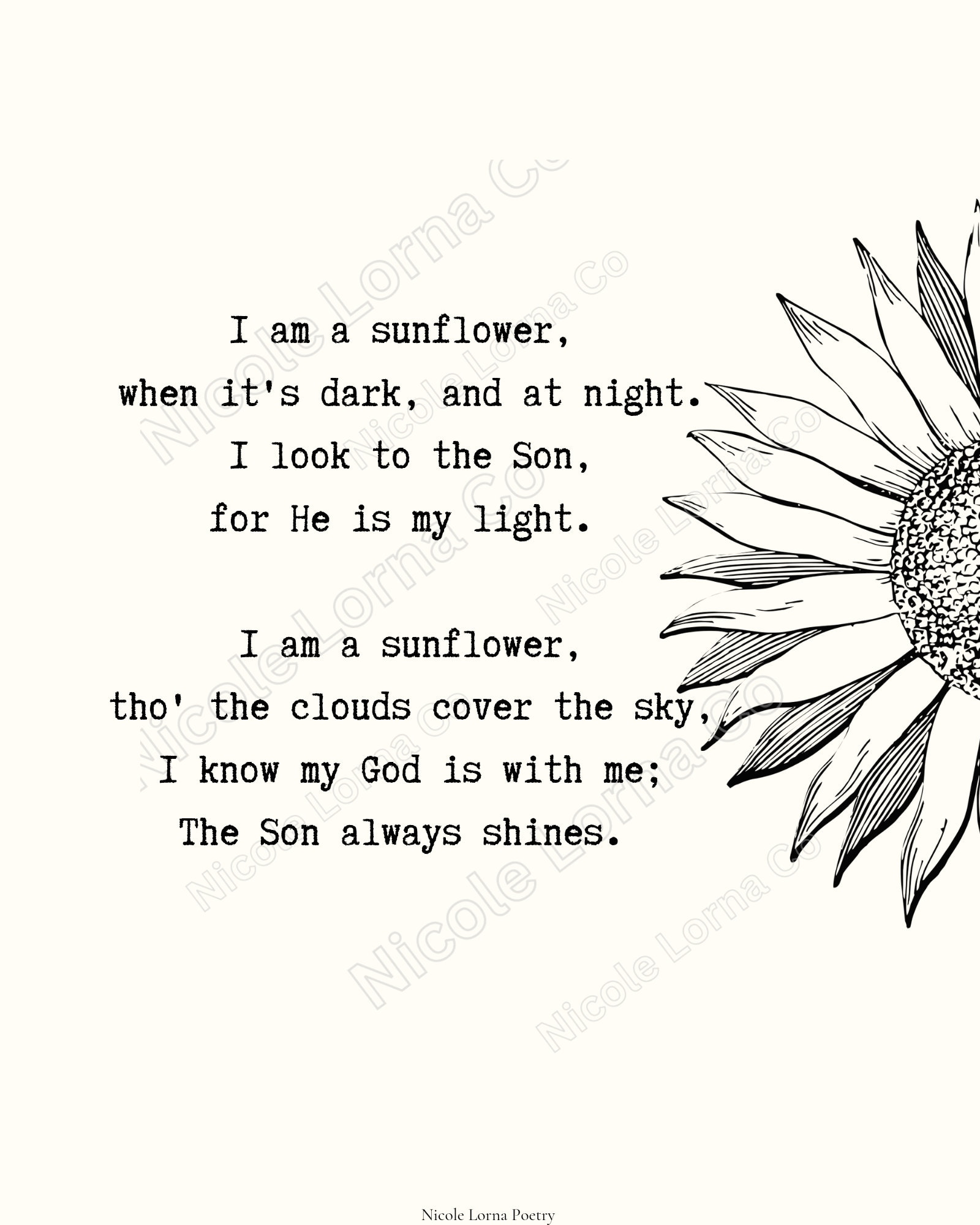 Sunflower Poem Art Print Wall Art Minimalist Art Print Printable ...
