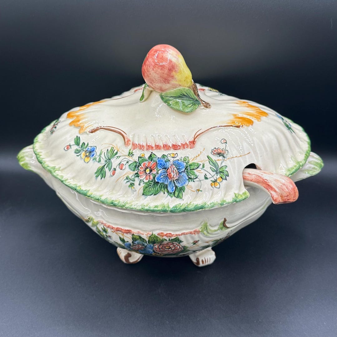 RARE Vintage Majolica Soup Tureen W/ Ladle Nove Italy Pottery, Signed - Etsy