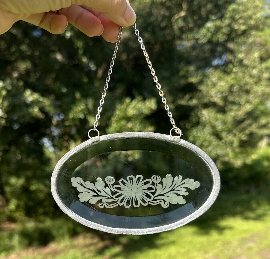 Vintage Bono Etched Leaded Glass Suncatcher - Etsy