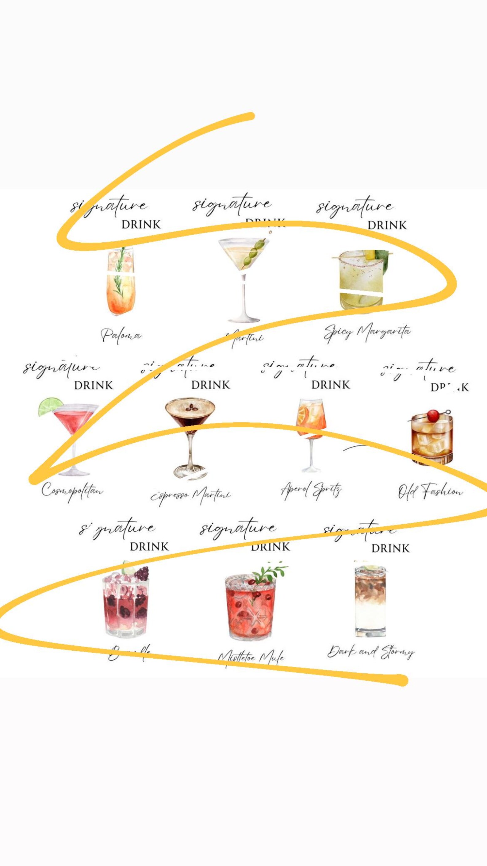 Wedding or Event Cocktail Menu - Etsy