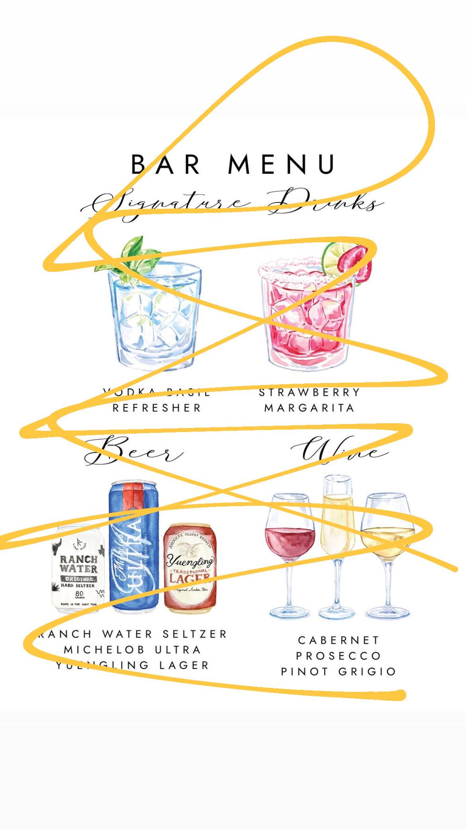 Wedding or Event Cocktail Menu - Etsy