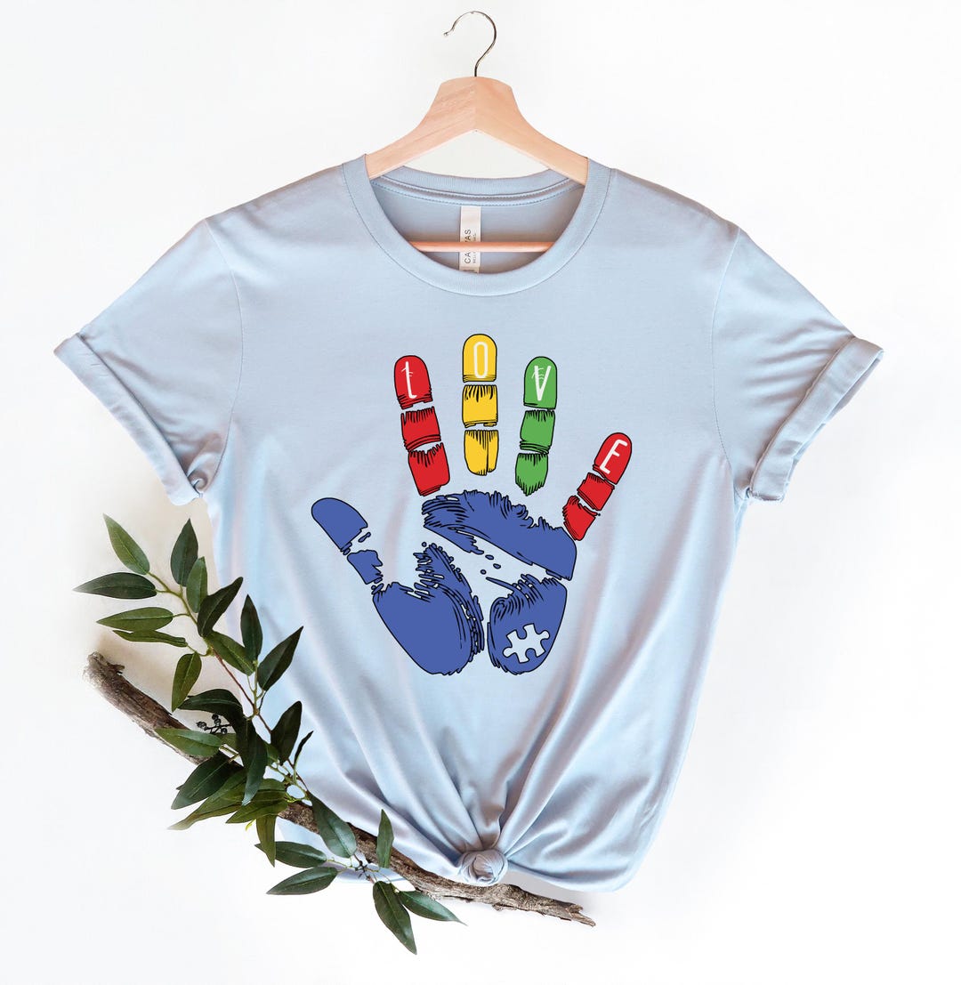 Autism Love Handprint Shirt, Puzzle Piece Awareness Tee, Inclusivity T ...