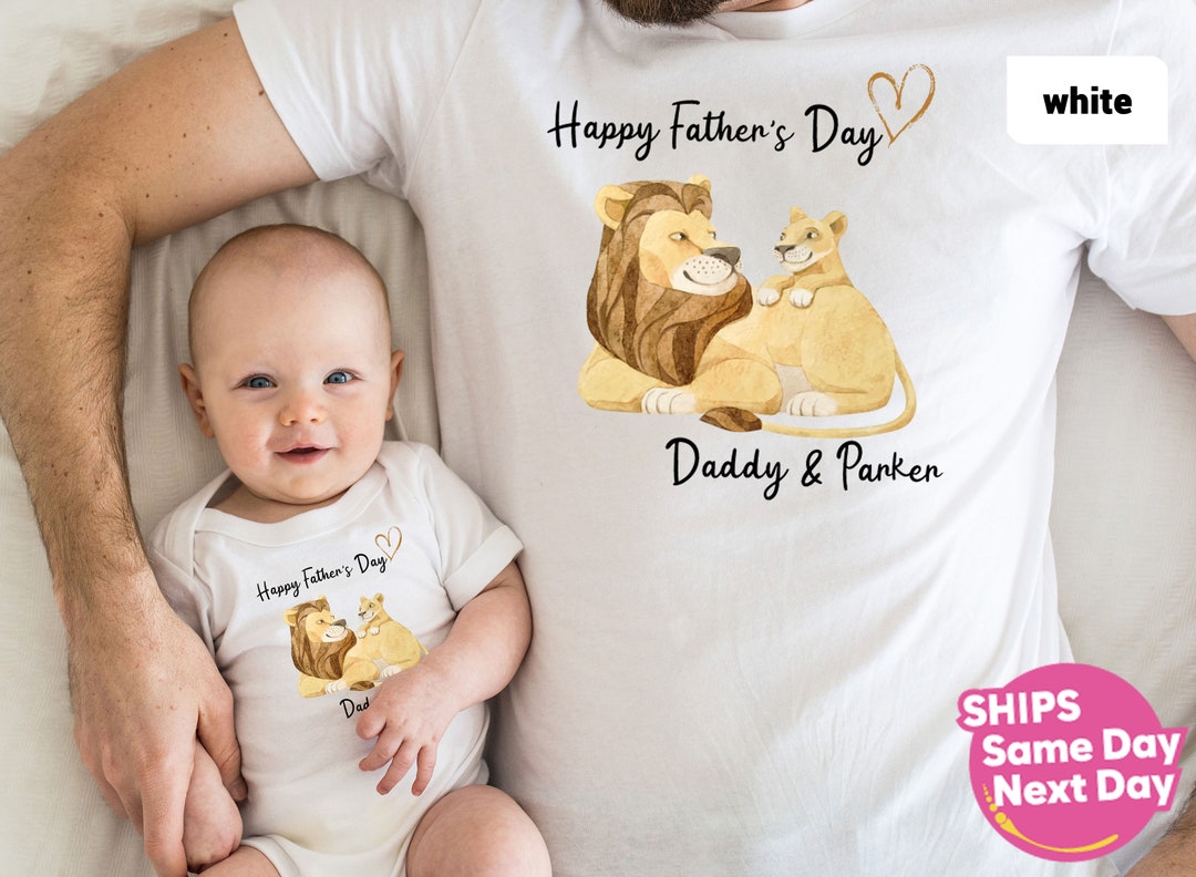 Happy Fathers Day, Cute Leo Fathers Day Shirt, Daddy and Baby Shirt for ...