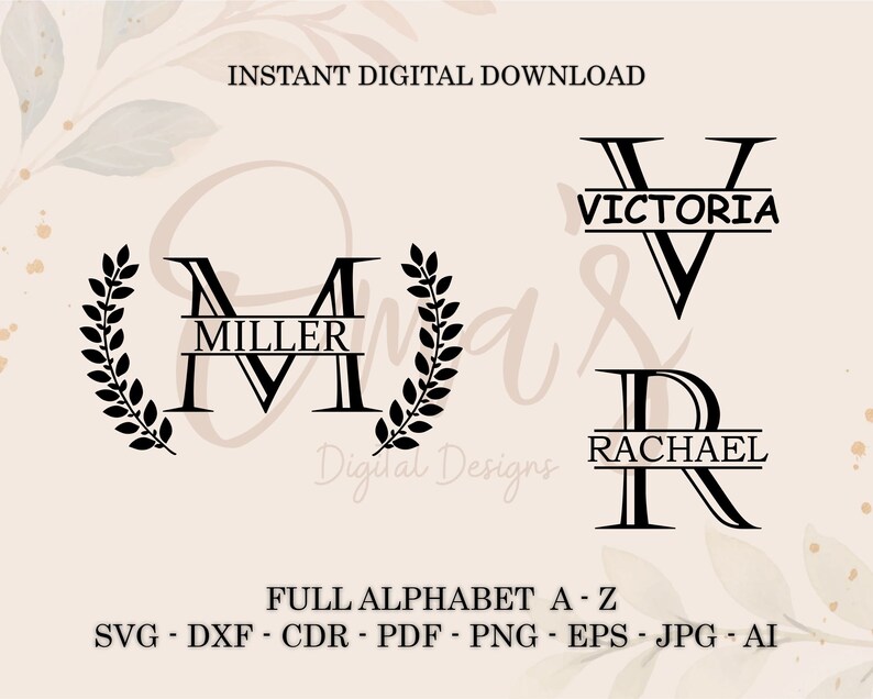 Split Monogram SVG I Last Name SVG I Family Nane Svg I Cutting Board ...