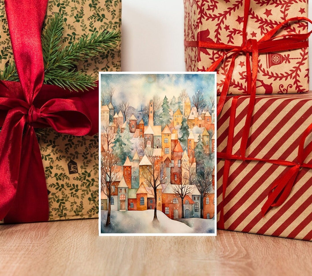 Printable Holiday Town Card | Christmas Greeting (digital Download) - Etsy