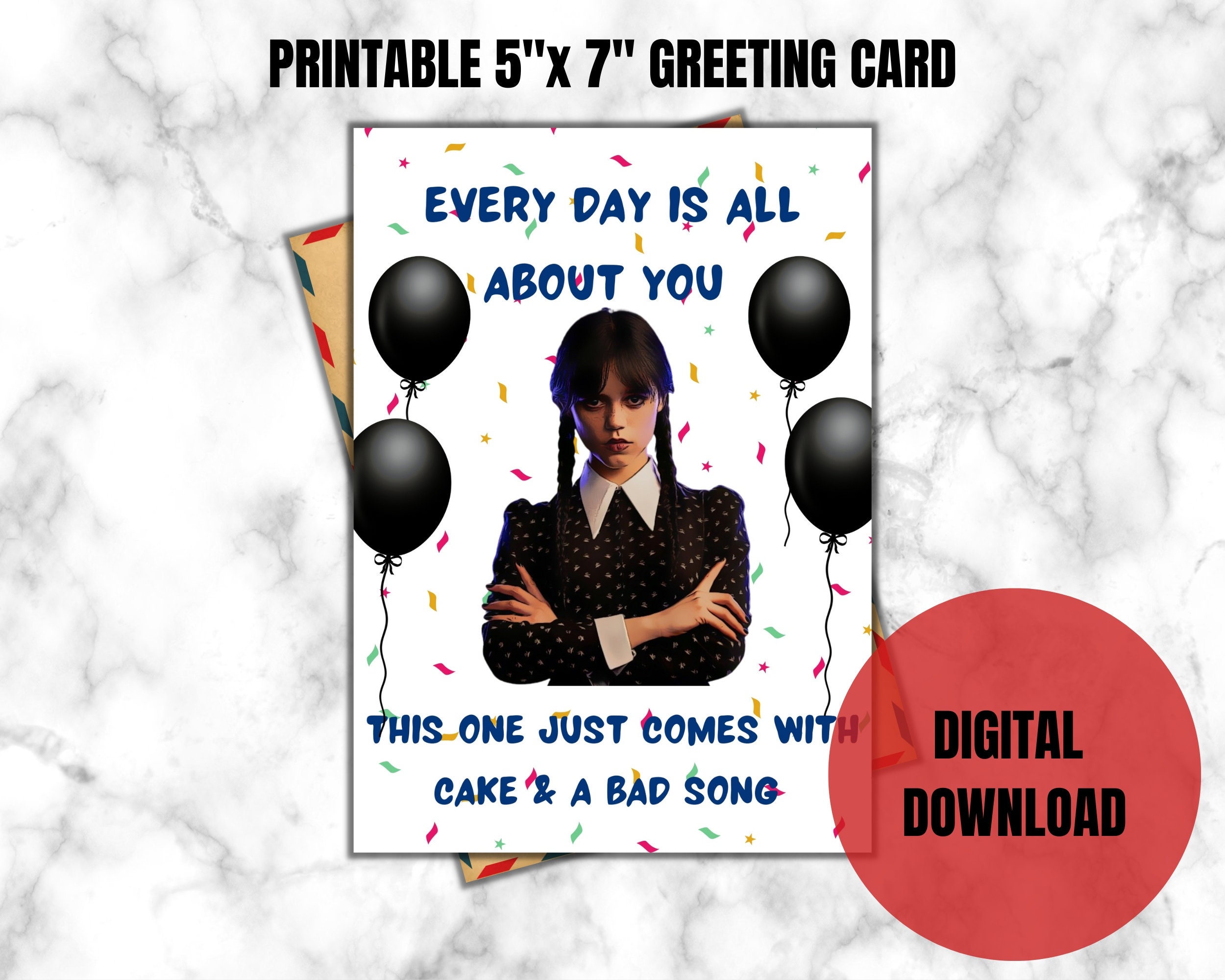 Wednesday Addams Birthday Card Wednesday Addams Gothic - Etsy