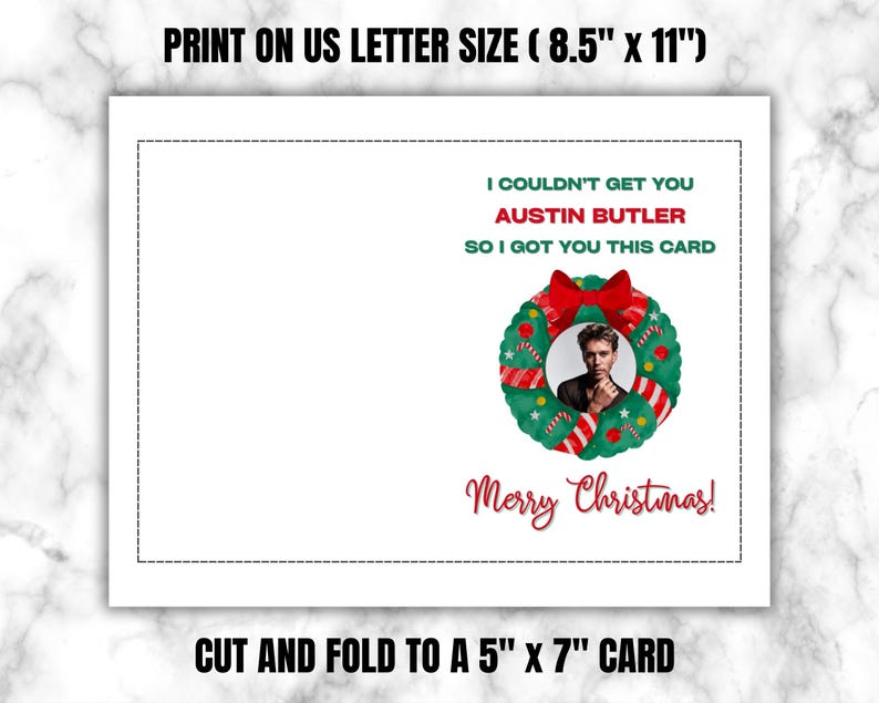 Austin Butler Christmas Card Printable Merry Christmas Card Secret ...