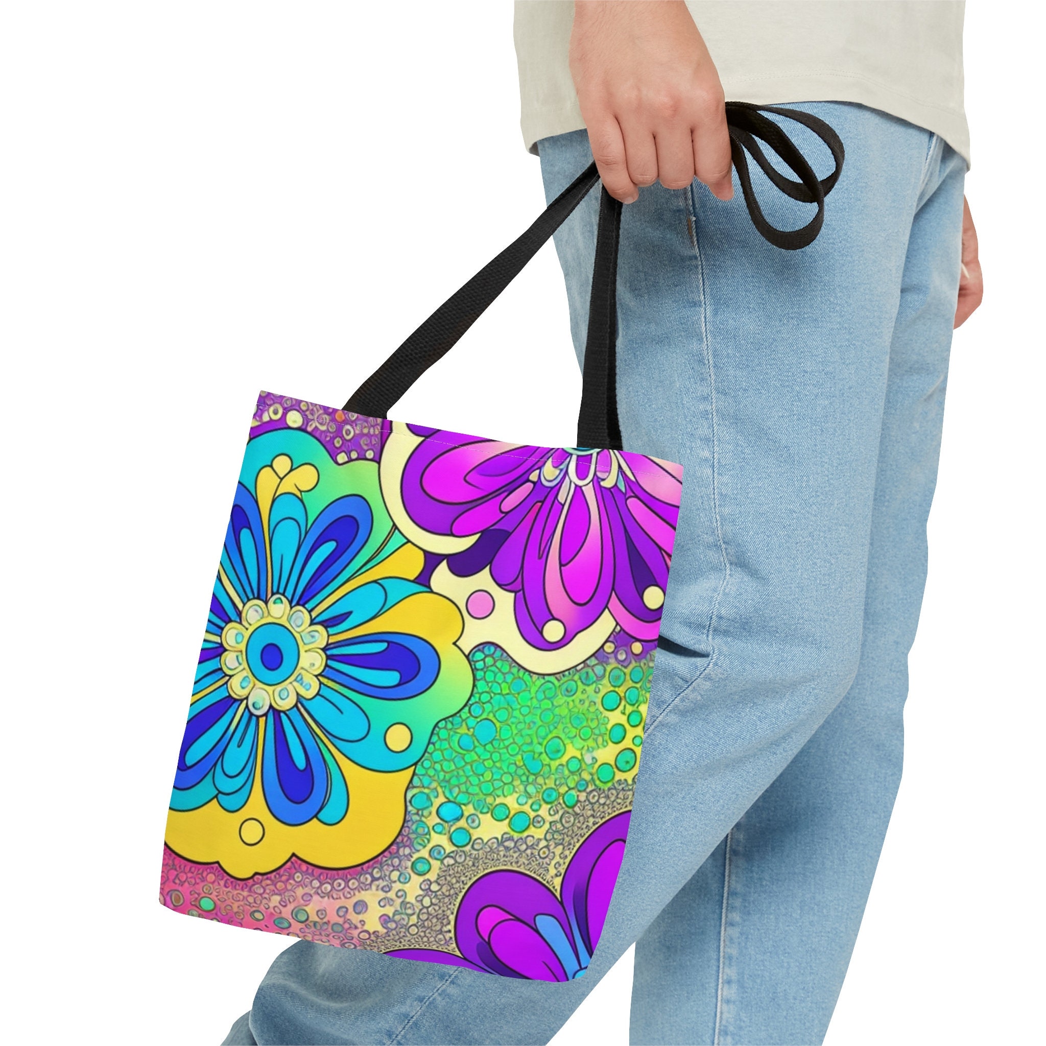 Flower Colorful Tote Bag, Beautiful Shopping Tote Bag, Best Shopping ...