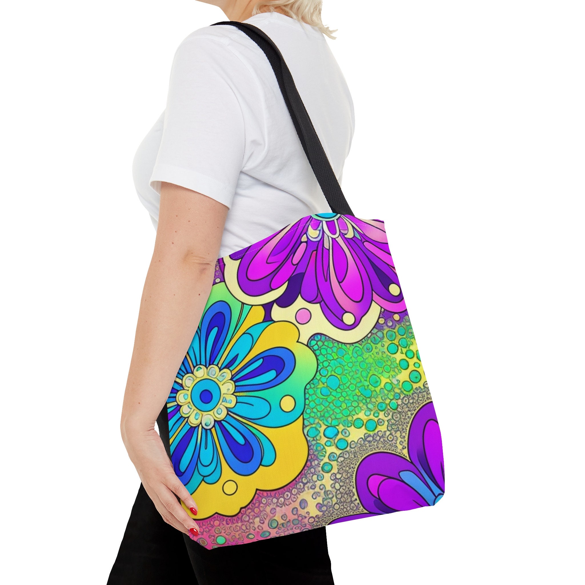 Flower Colorful Tote Bag, Beautiful Shopping Tote Bag, Best Shopping ...