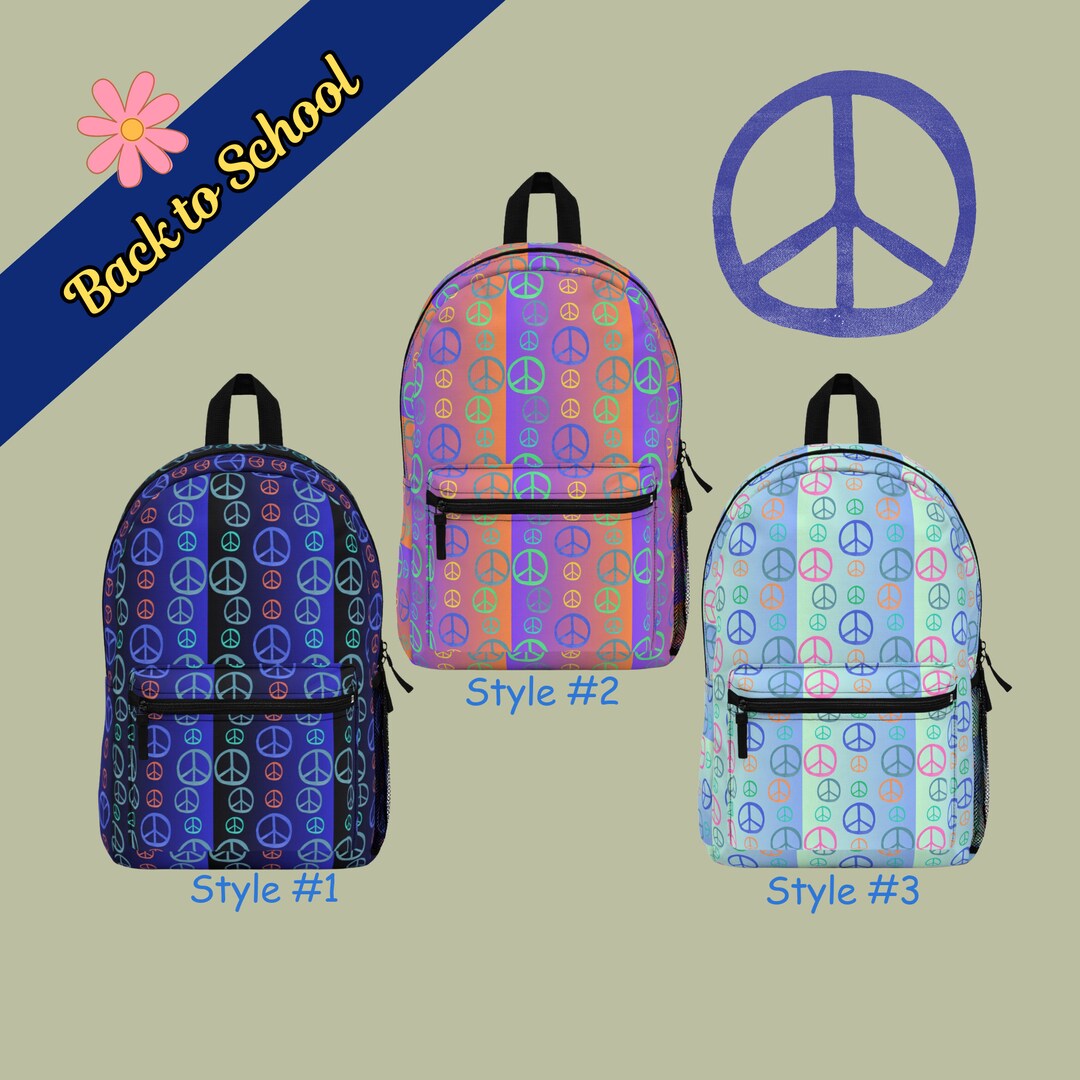 Peace Pattern Backpack, Boho Design Backpack, Back to School, Peace ...