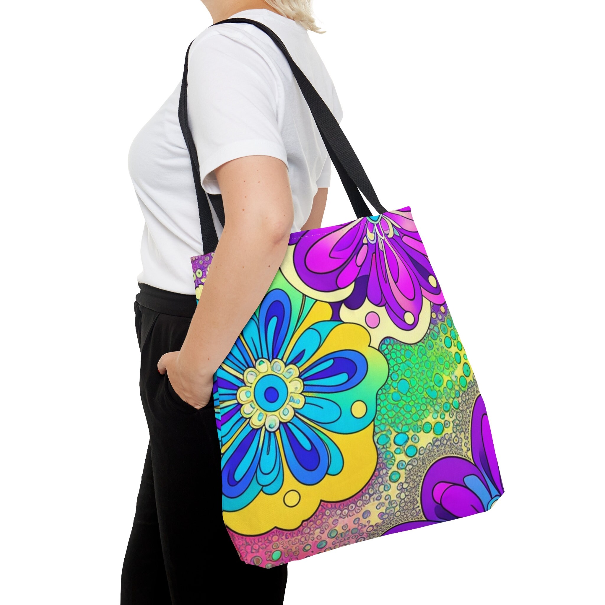 Flower Colorful Tote Bag, Beautiful Shopping Tote Bag, Best Shopping ...