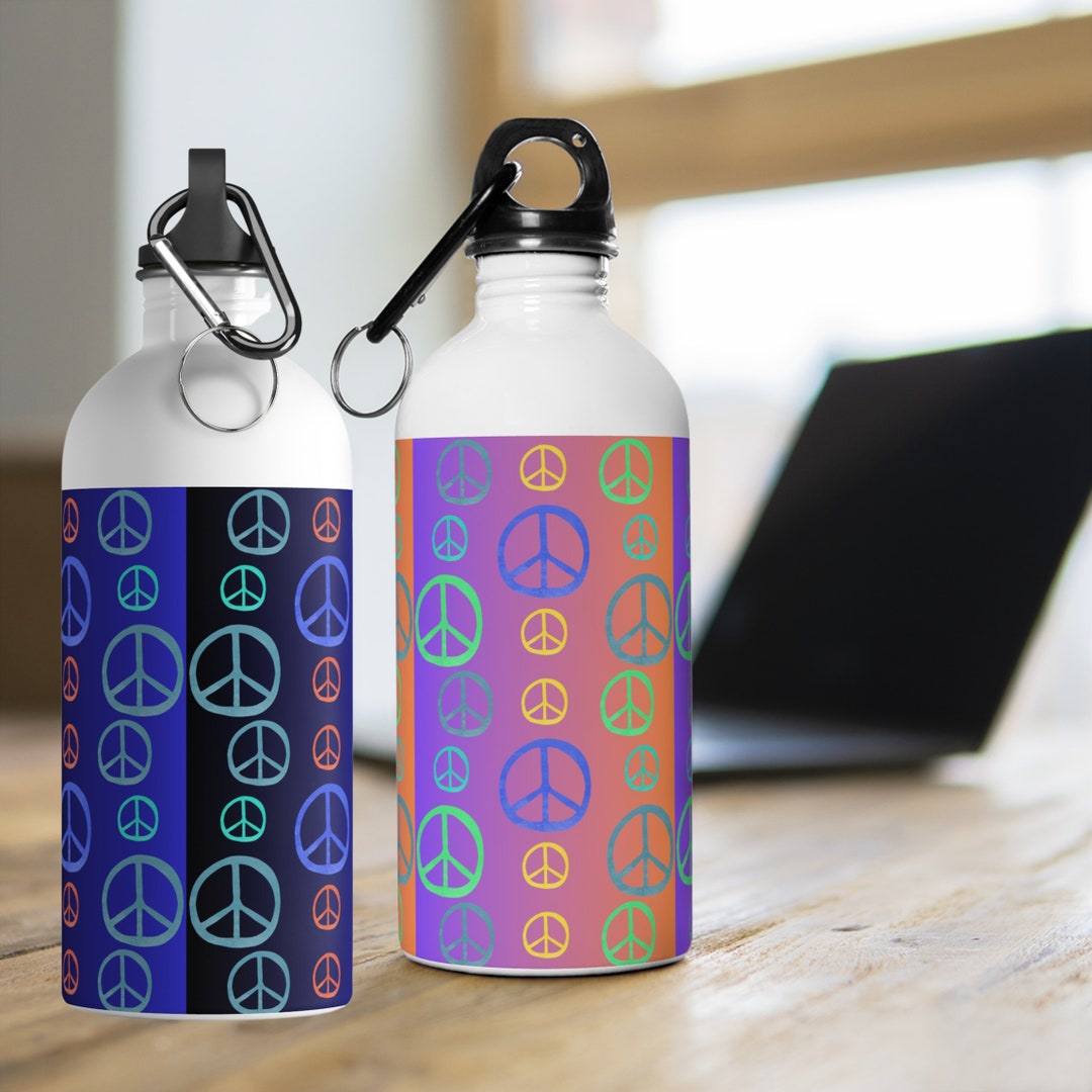 Peace Water Bottle Stainless Steel Water Bottle Hippy - Etsy