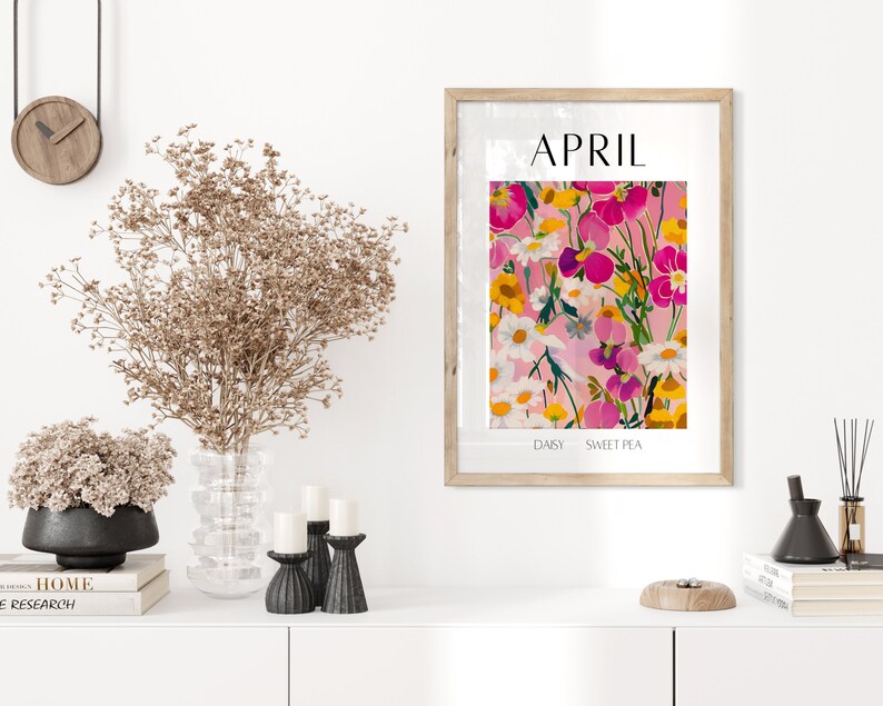 Birth Flower Premium Print, April Daisy & Sweet Pea Birth Month Flower ...