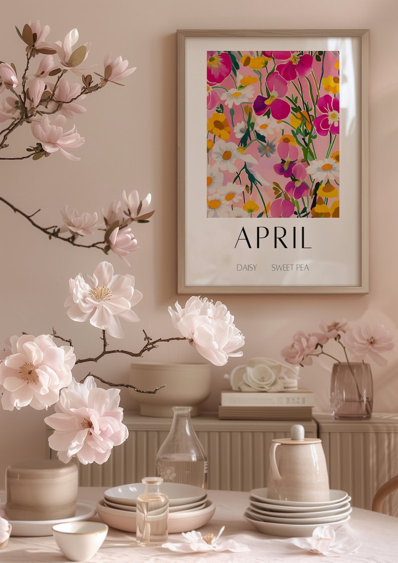 Birth Flower Premium Print, April Daisy & Sweet Pea Birth Month Flower ...
