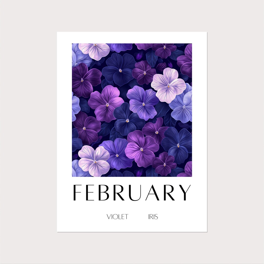 Birth Flower Premium Print, February Violet & Iris Birth Month Flower ...