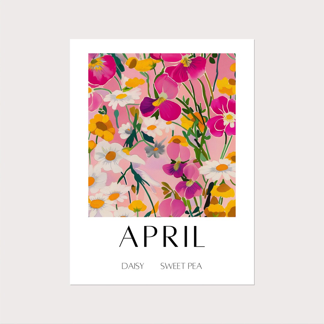 Birth Flower Premium Print, April Daisy & Sweet Pea Birth Month Flower ...